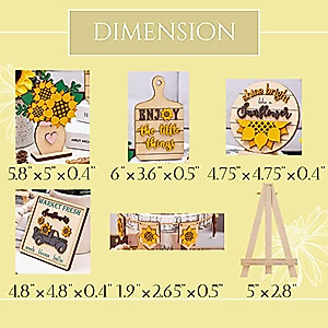 Sunflower Decor - Farmhouse Sunflower Decorations - Rustic Sunflower Tiered Tray Decor - Spring Summer Fall Wooden Signs for Home Kitchen Bathroom Table Bedroom Room Indoor (Tray Not Included)