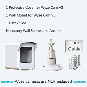 PEF Mount for All-New Wyze Cam V3 ONLY, Weatherproof Protective Cover and 360 Degree Adjustable Wall Mount Solid Housing for Wyze V3 Outdoor Indoor Smart Home Camera System (White, 1 Pack)