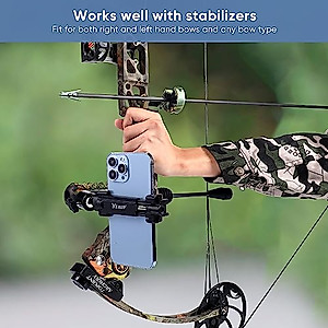 KEAUP Universal Phone Holder 360° Smartphone Compound Bow Adapter Mobile Phone Holder for Archery Hunting Photos and Video