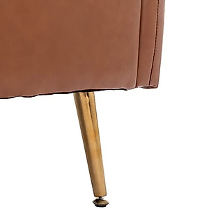 Ya-Home Modern Loveseat Sofa Comfy PU Leather with Armrest and Pillows, Upholstered Tufted Couch Love Seat Sofa with Storage Function for Living Room Office, Brown