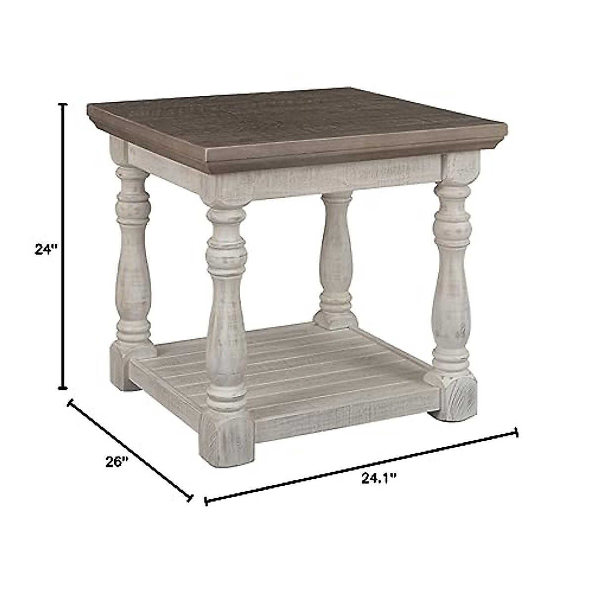 Signature Design by Ashley Havalance Farmhouse Lift Top Coffee Table, Gray & White with Weathered Finish & Havalance Farmhouse Square End Table