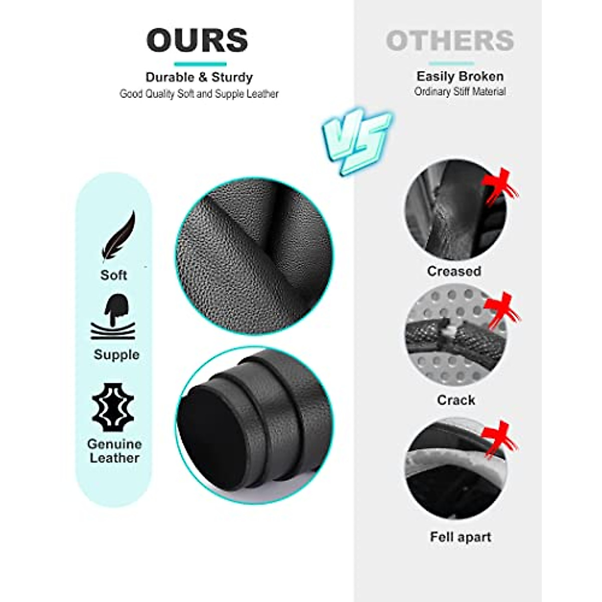 Purse Strap Purse Straps Replacement Crossbody Replacement Straps for Handbags Gold Hardware Genuine Leather(Black)