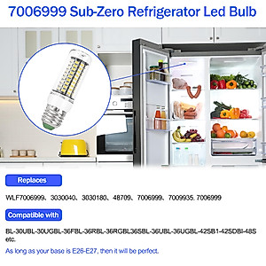 Yooank Refrigerator Light Bulb LED Lamp 7006999 Replacement for Sub-Zero Fridges and Freezers Parts 4380000, BI-Series, 700 Series and IC-27 | Blue LED Lamp (White Light) - 2 Pack