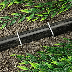 Whonline 100pcs Landscape Staples 6 Inch 11 Gauge Heavy Duty Galvanized Garden Stakes, Drip Irrigation Stakes for Securing Irrigation Tubing Fabric Weed Barrier Ground Sheets