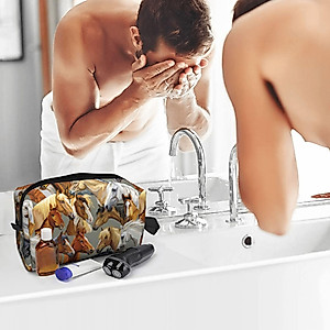 Women Lightweight Makeup Bag Pouch Compatible with Cool Realistic Wild Horses Toiletry Bag, Funny Travel Cosmetic Bag Portable Bag with Zip for Office College