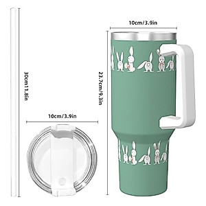 HULIBIN Easter Bunny Print Double Deck Stainless Steel Travel Coffee Cup With Lid 40 Oz Ice Bully Cup