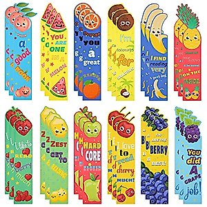 Bookmarks for Kids Scratch and Sniff Bookmarks Fruit Scented Fun Bookmarks Classroom Bookmarks Cute Bookmarks for Students Teens Food Lovers, 12 Styles (36 Pieces)