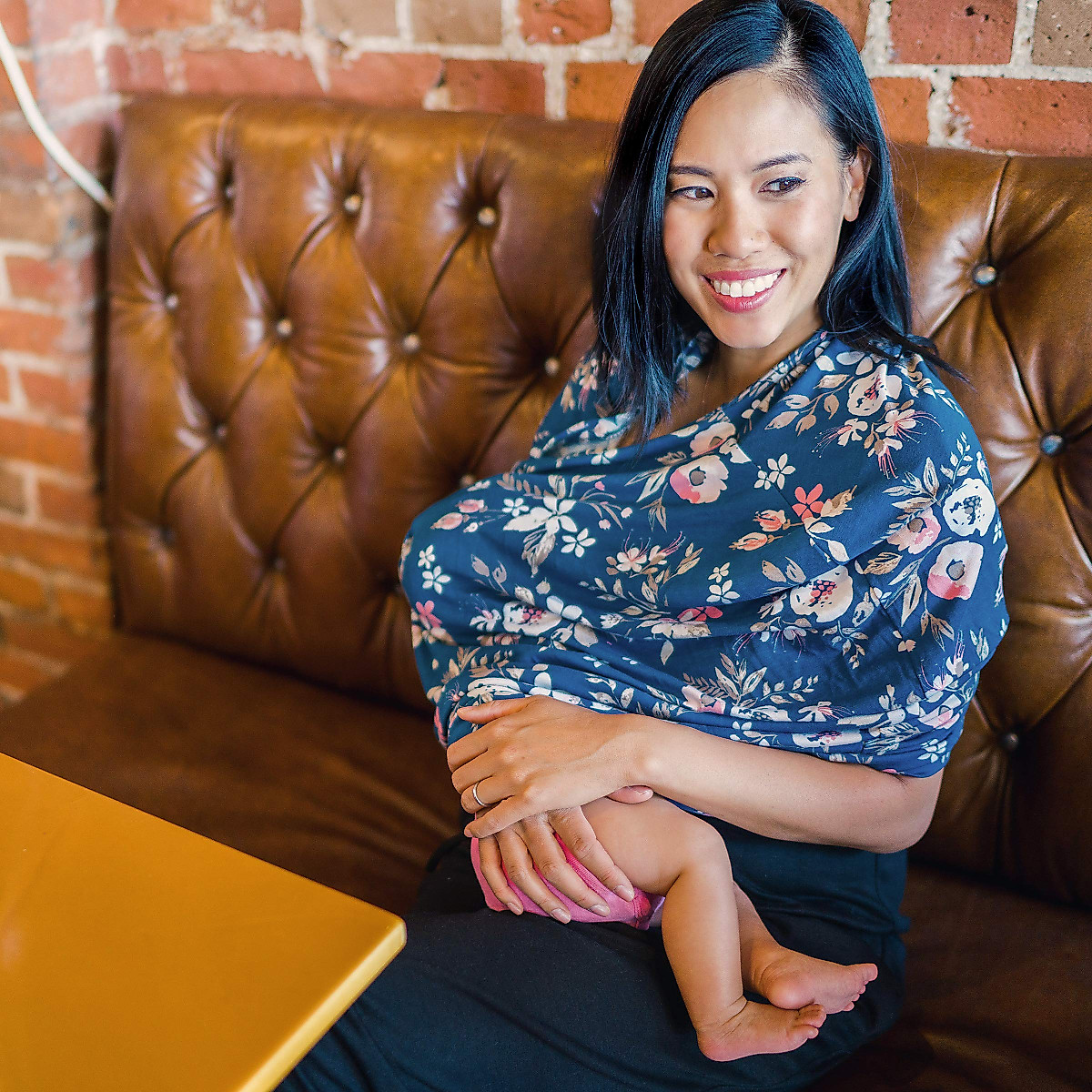 Bebe au Lait 5-in-1 Multi-Use Cover: Nursing Covers for Breastfeeding, Infinity Scarf, Nursing Shawl, Car Seat Cover, Shopping Cart Cover, Carrier Cover, Privacy Nursing Cover- Midnight Floral