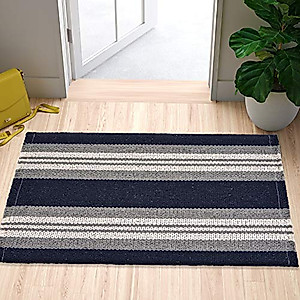 Lr Home Coastal Striped Reversible Runner Area Rug, 2'0"" x 6'0"", Ivory/Indigo/Navy (LR04706-IGF2060)