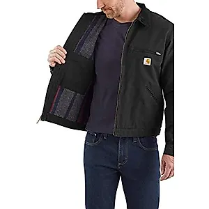 Carhartt mens Duck Detroit Jacket (Regular and Big & Tall Sizes) Work Utility Outerwear, Black, XX-Large US