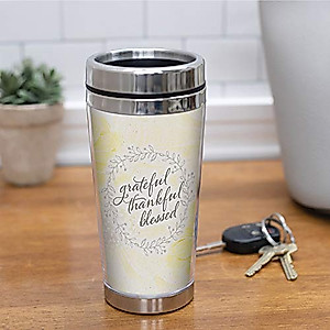Grateful Thankful Blessed Stainless Steel 16 oz Travel Mug with Lid