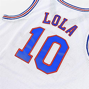 Yuzhanshui Lola #10 Bunny Space Mens Movie Jersey Looney Basketball Jersey White XL