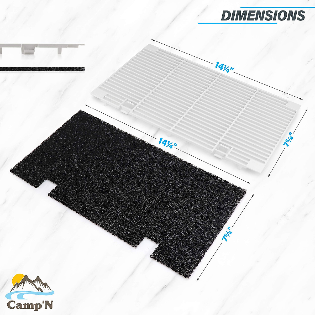 Camp’N – Dometic Compatible RV A/C Replacement Grille-Replaces Dometic 3104928.019 Includes Grill and 2 Replacement Foam Air Filters