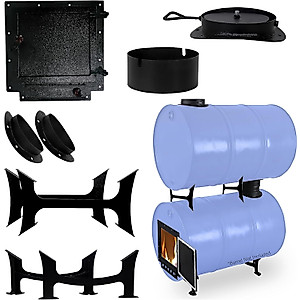 Sonret Barrel Woodstove Kit with Adapter Kit & Burn Barrel Grate – Perfect for 30-55 Gallon Barrel - Barrel Stove Kits - Fire Wood Camp Stove Barrel Stove Kit & Double Barrel Stove Adapter Kit…