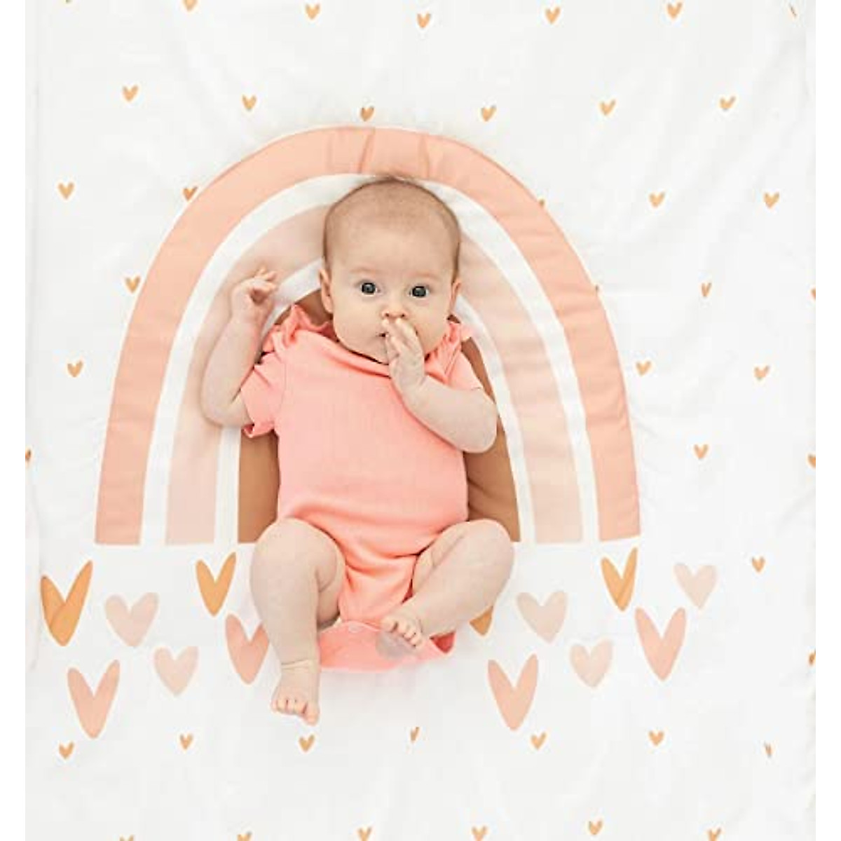 Cokouchyi 3 Piece Boho Rainbow Crib Bedding Set, Standard Size Baby Bedding Set, Neutral Rainbow Boho Nursery Bedding for Boys and Girls, Baby Crib Set- Crib Sheet, Comforter & Crib Skirt