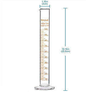 StonyLab 3-Pack Borosilicate Glass 100ml Heavy Wall Graduated Cylinder Measuring Cylinder, 100ml