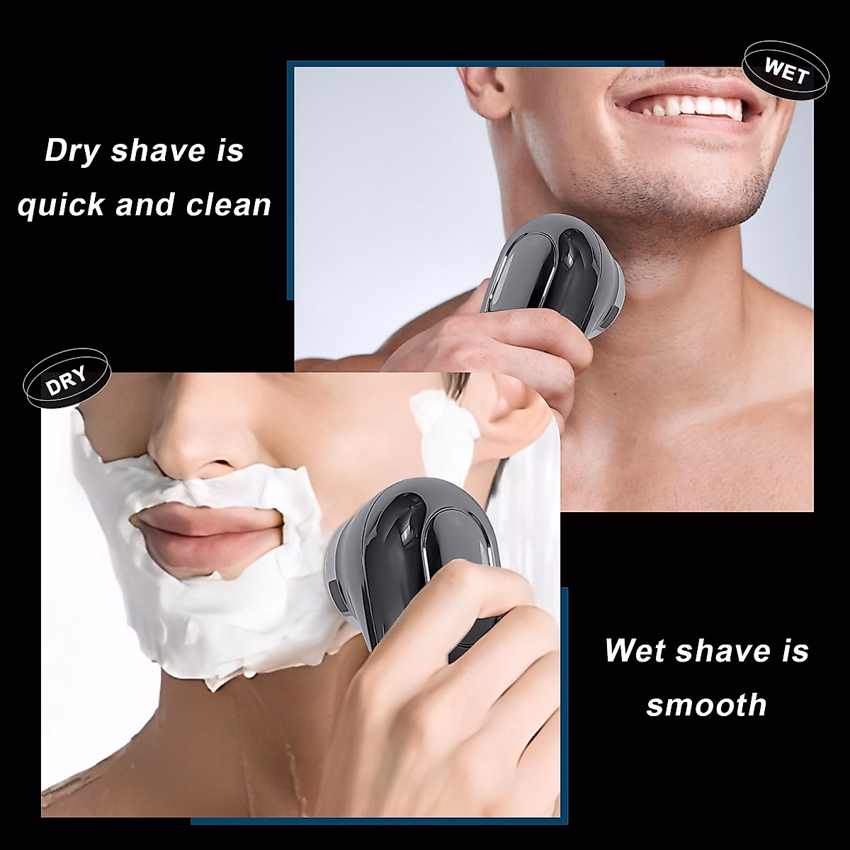 Ssoiew Mini Shaver, Portable Electric Razor for Men, Waterproof & Pocket Size, Wet & Dry, USB Rechargeable, Compact & Portable Travel, Powerful Shaver for Men (Silver)