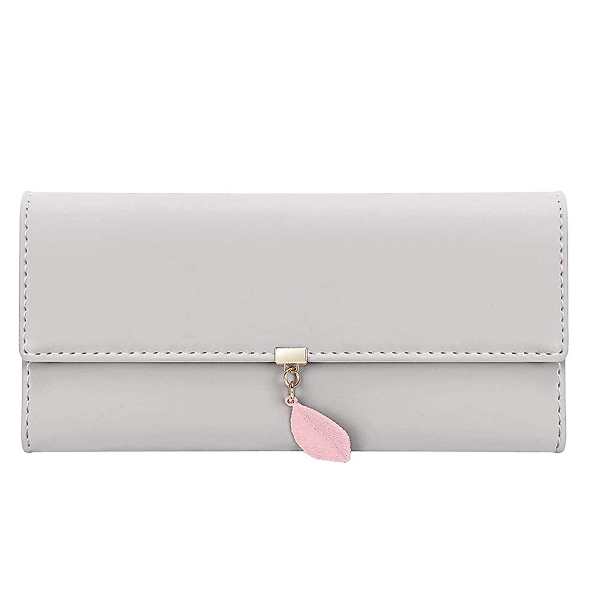 Wallet for Women，PU Leather Leaf Pendant Card Holder Phone Checkbook Organizer Zipper Coin Purse Mother's day best gifts from daughter