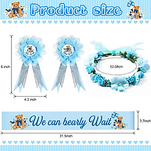 Capoda Bear Theme We Can Bearly Wait Baby Shower Decorations Mom to Be Sash Dad to Be Pin and Flower Crown Headband for Baby Shower Gender Reveal Party Sash for Boys and Girls Pregnancy Props Gifts