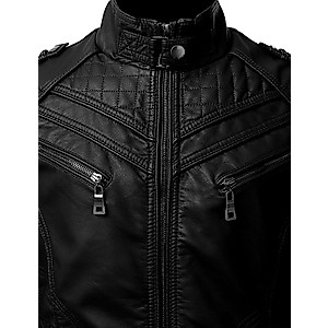 DECIMAL Men's Black Genuine Lambskin Leather Biker Jacket VINTAGE REAL MOTORCYCLE JACKETS FOR MEN (XX-LARGE)