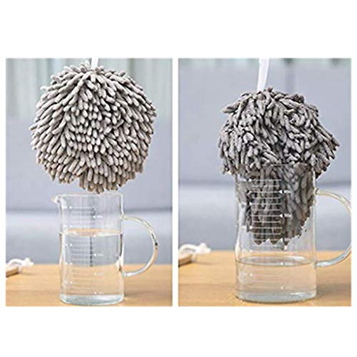 yaocoral 2 Pack Chenille Hand Towels,Kitchen Bathroom Hand Towels with Hanging Loops,Quick Dry Hand Bath Towel Hanging Absorbent Microfiber Hand Towels