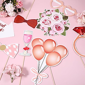 AOZUO Wedding Photo Booth Props, 23PCS Rose Gold Pastel Photobooth Selfies Props Kits with Sticks and Stickers for Women Girls Bridal Birthday Bachelorette Night Party Favors Supplies Decorations