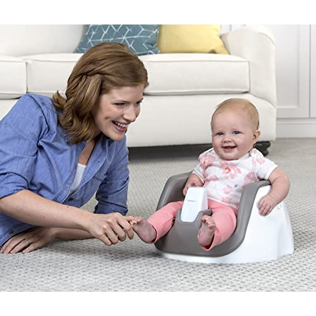 Regalo 2-in-1 Booster Seat and Grow with Me Floor Seat with Removable Feeding Tray, Indoor and Outdoor Activity Chair, Gray