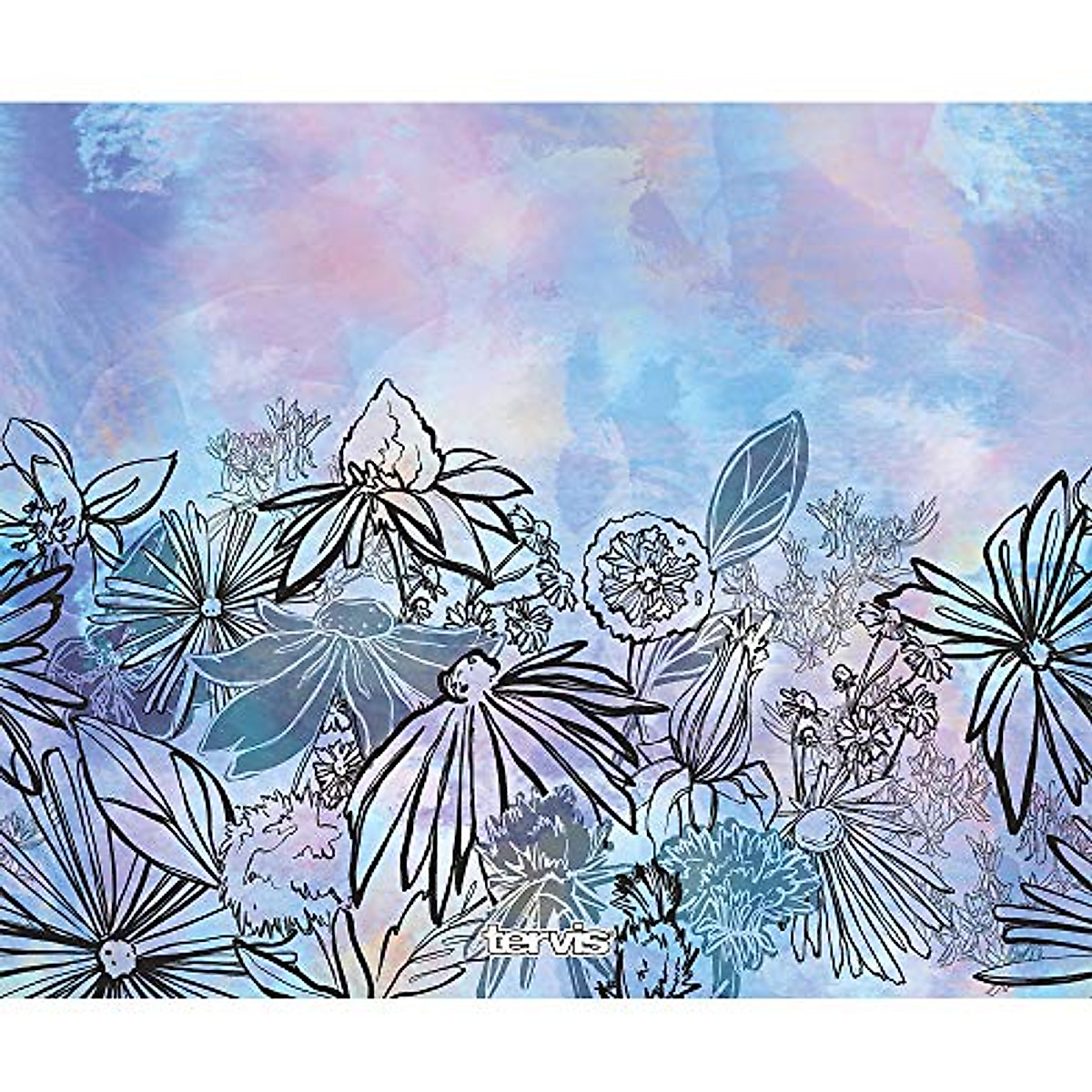 Tervis Triple Walled Floral Lines Insulated Tumbler Cup Keeps Drinks Cold & Hot, 40oz Wide Mouth Bottle, Stainless Steel