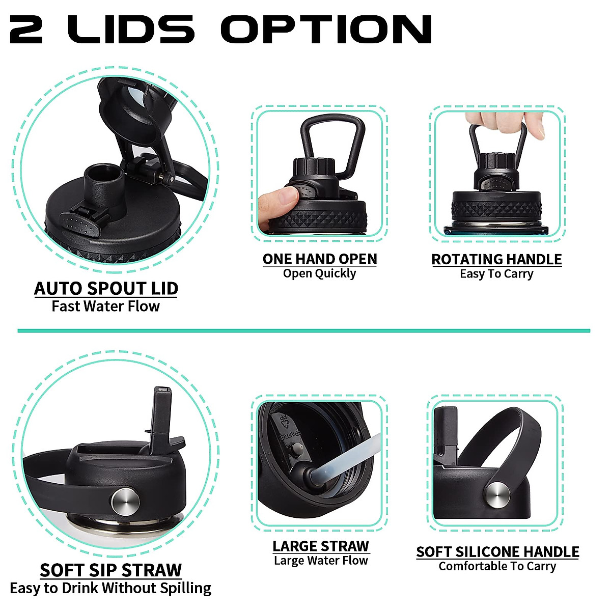 32OZ Insulated Water Bottle with Straw - Spout Lid, Sweat-Proof & BPA-Free Metal Reusable Water Bottles, Wide-Mouth Vacuum Insulated Bottle with Paracord Handle, Bottle Sleeve Bag & Protective Boot