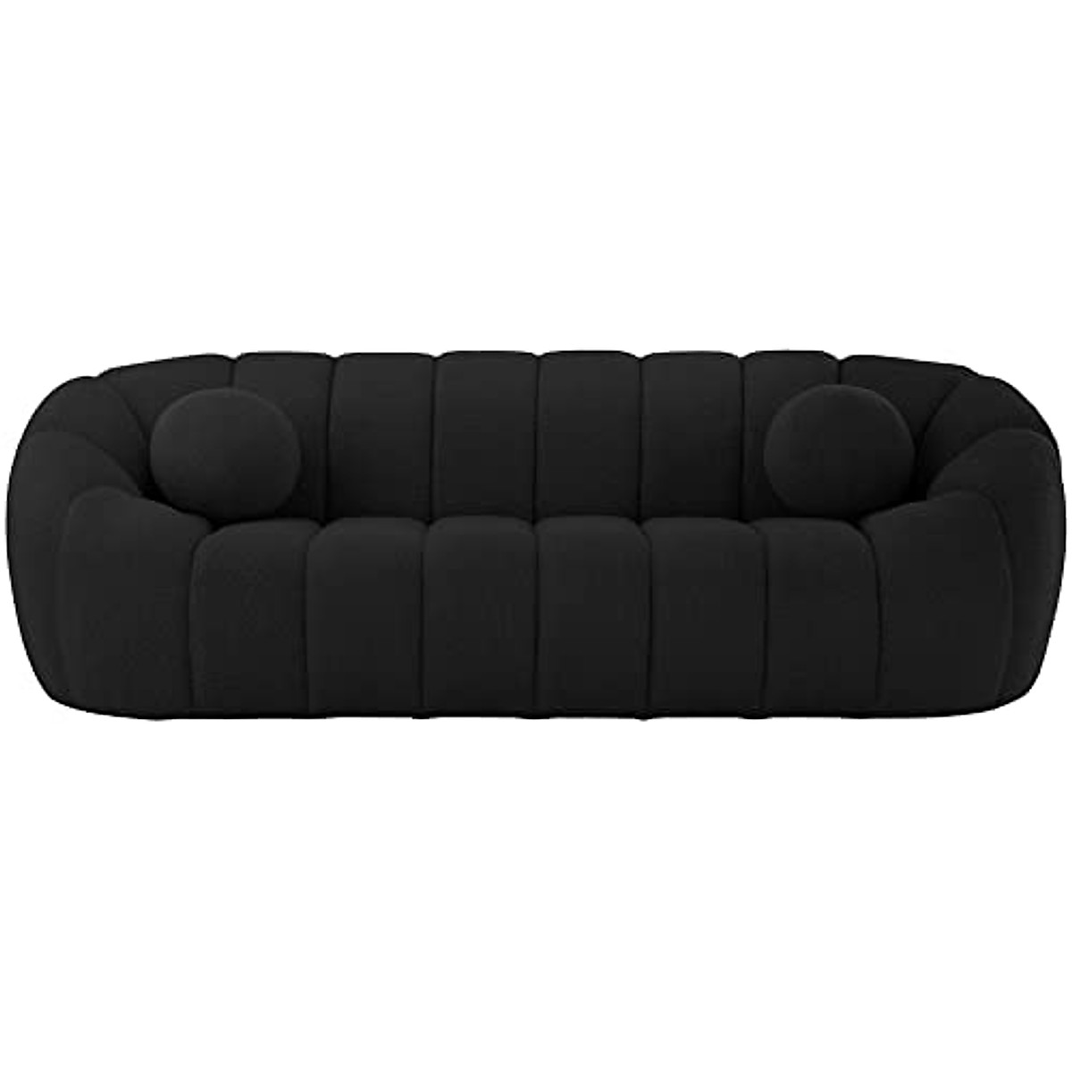 Meridian Furniture 644Black-S Elijah Collection Modern | Contemporary Boucle Fabric Upholstered Sofa, Black, 93.5" W x 34" D x 31" H