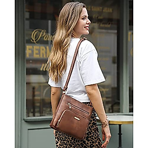 CLUCI Crossbody Purse for Women Multi Pockets Bag Vegan Leather Small Shoulder Handbags Summer Travel Designer Vintage Ladies Brown