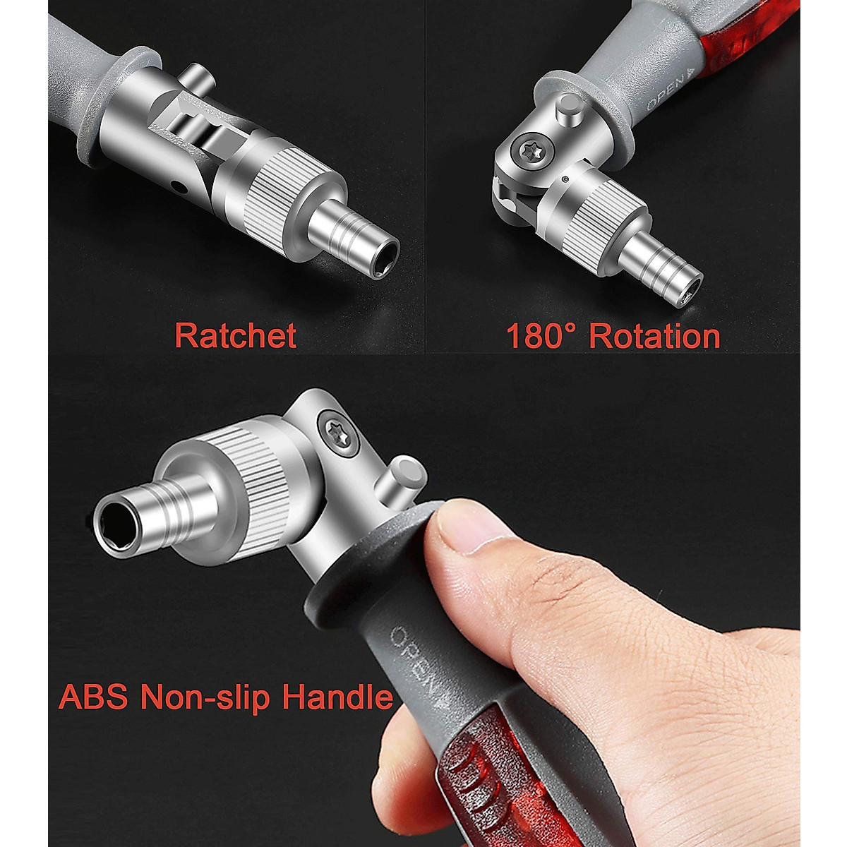 Deselen Ratcheting Screwdriver with Magnetic Bit Ratchet, Multi Bit Set, 10 in 1 Screwdriver Small Pocket Stubby Design, 1 Pack All in One Screwdriver (Red)