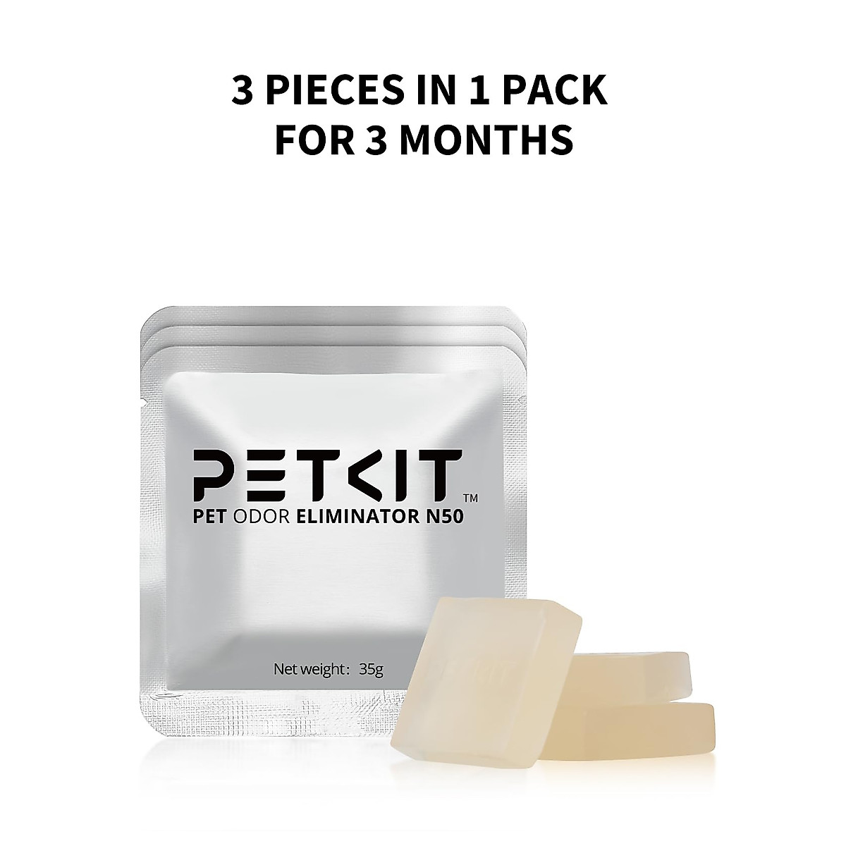 PETKIT N50 Odor Eliminator Exclusive for PuraMax Self-Cleaning Cat Litter Box, Cat Toilet Odor Control for PETKIT PuraMax Automatic Litter Box, (Pack of 3)