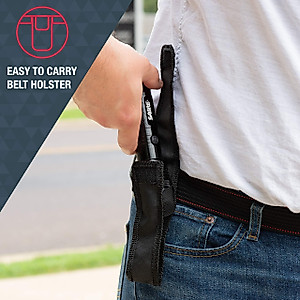 SABRE 2-in-1 Stun Gun with Flashlight and Belt Holster, Emits 1.60 Powerful Pain Inducing Microcoulombs (µC) Charge, 120 Lumen LED Flashlight, Rubberized Grip, Compact Design, Rechargeable