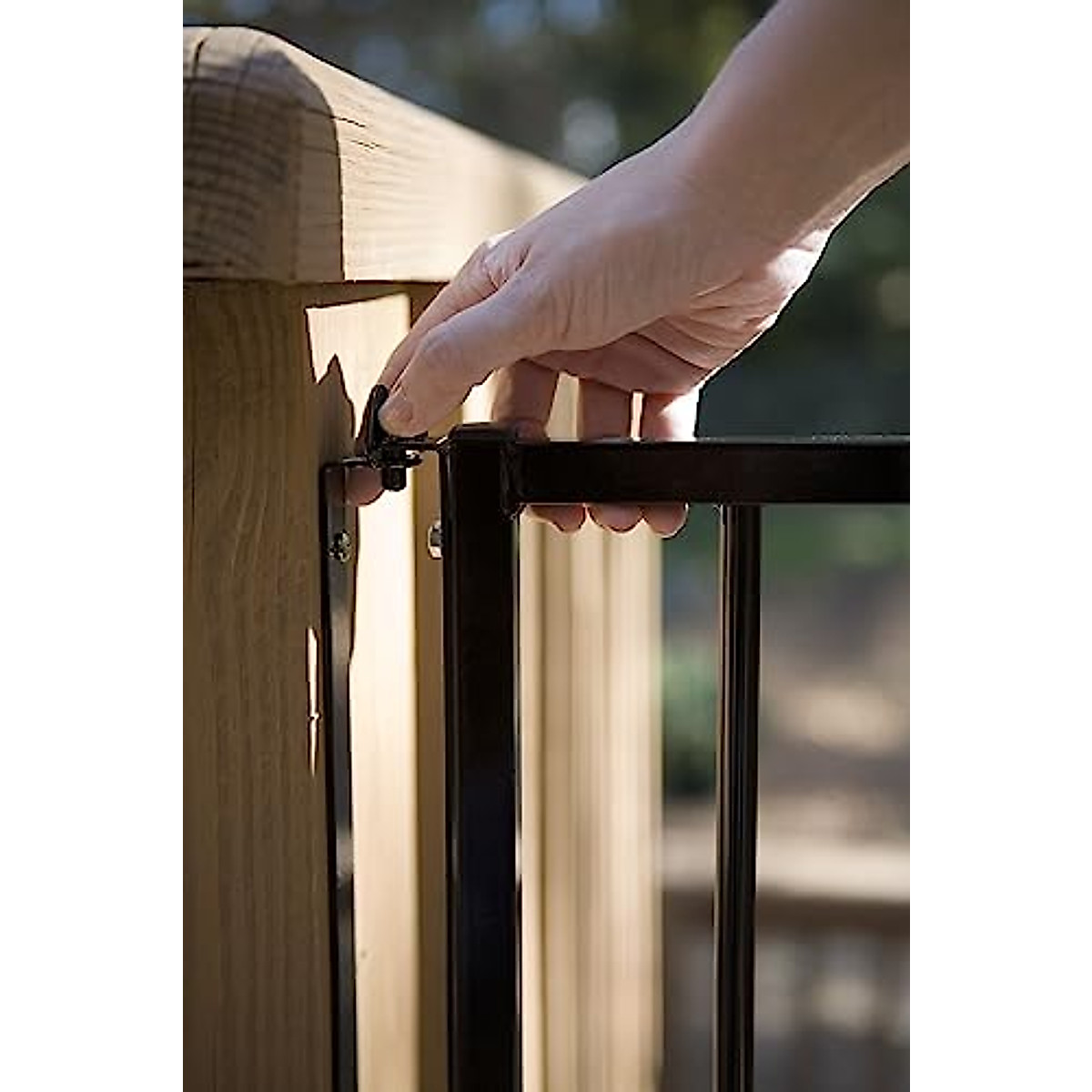 Cardinal Gates SS30OD Outdoor Baby Gate for Stairs - Adjustable Outdoor Dog Gate - Aluminum Safety Gate for Kids & Pets - Can be Installed at Angles - 27 to 42.5 Inches Wide - Black