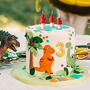 Tondiamo 3 Pcs Mushroom Candles Birthday Cake Topper Forest Woodland Cupcake Fairy Decorations for Baby Shower Party Home Wedding Favor