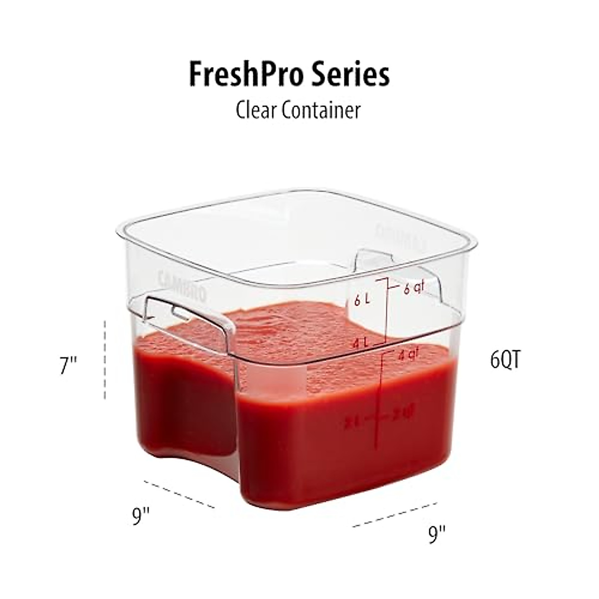 Cambro FreshPro 6Qt Food Storage Container in Clear for Industrial and Kitchen Use, Pantry Organization and Food Freshness