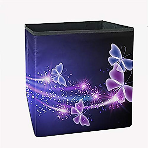 Dremagia Foldable Storage Box Purple Butterfly Toy Cube Bin Fabric Closet Basket Container