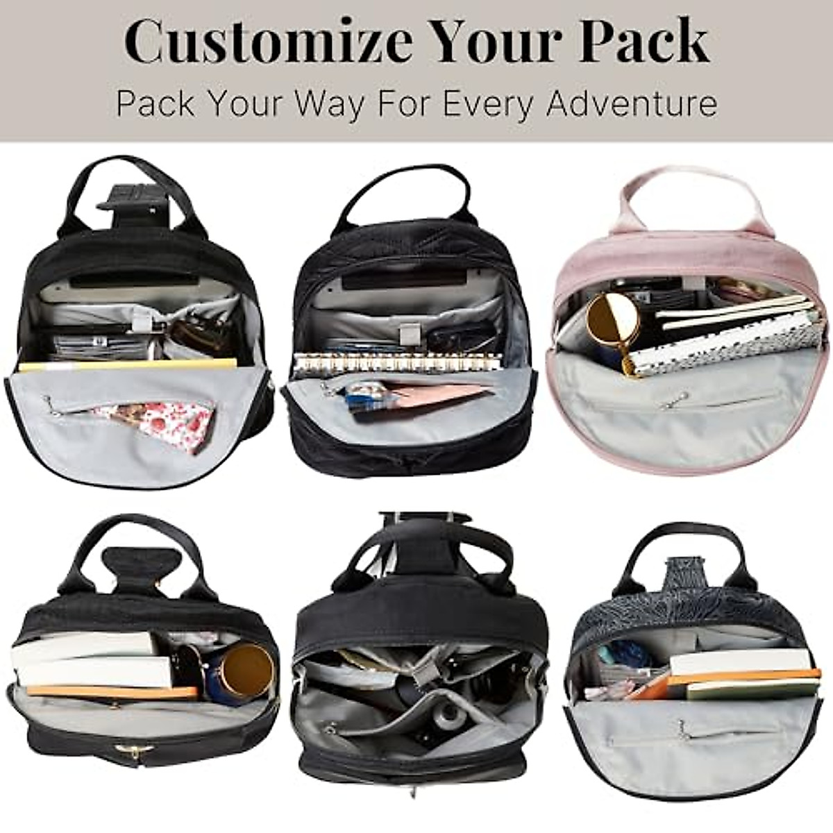 Baggallini Naples Convertible Small Daypack Sling Crossbody, Midnight Blossom