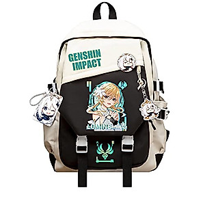 Dalicoter Genshin Impact Backpack Lumine Cosplay Backpack Business Travel Laptop Backpack School Bag With Gift