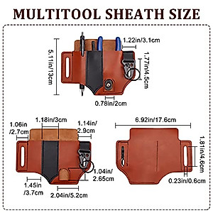 GORGECRAFT Leather EDC Pocket Organizer for Men Leatherman Pen Holder Sheath Key Fob Flashlight Sheath Holster EDC Leather Pouch Multitool Sheath for Belt（Black）