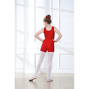 speerise High Stretch Gymnastics Leotards for Girls with Hair Scrunchie, Unitard Kids Short Tank Biketard Dance Costumes Gymnastics Outfit Ballet