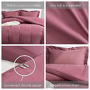 L&son Duvet Cover Set 3 Pieces All Season Warm Breathable and Soft Material Brushed Microfiber 3 Pieces - Queen Size Rose Pink