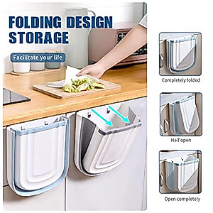 Rash Can Compost Bin 2.4 Gallon Small Hanging Kitchen Trash Can for Cabinet Door, Counter Top or Under Sink,Mountable Foldable Garbage Can Suitable for Bathroom,Living Room,Bedroom,Kitchen,Office,Car