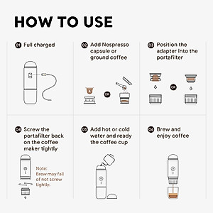 BENFUCHEN Portable Espresso Machine For Travel, USB-C Charging, Self-Heating Electric Espresso Maker, 19 Bar Mini Coffee Maker On the Go For Camping & Hiking For Ground Coffee & NESPRESSOpods, Black