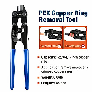 iCrimp F1807 Copper Ring Crimping Tool Kit for 3/8,1/2,3/4,1-inch- Free Removal Tool& Pex Pipe Cutter&Gauge- For All US F1807 Standards
