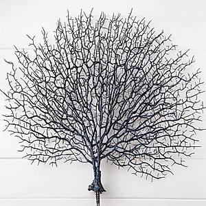 URMAGIC Simulation Coral Branch for Fish Tank Decoration, 20 x 18 Inch Artificial Coral Sea Tree,Wedding Home Decor,Plastic Landscape Aquarium Ornament,Sea Coral Ornament,Fan Shape Coral Plant Tree