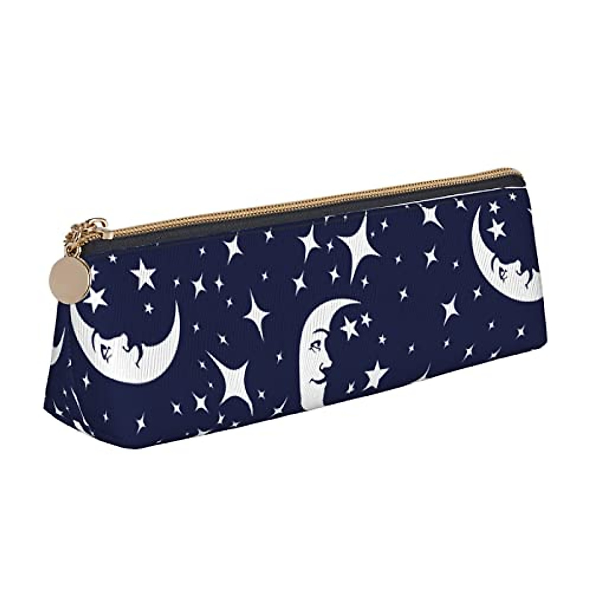 Triangle Leather Pencil Case With Zipper Moon And Star Pencil Bag Makeup Cosmetic Pouch For Girls Boys School Work Office