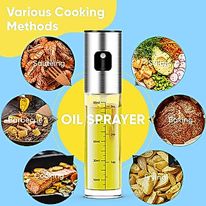 Oil Sprayer Mister for Cooking, kitchen Oil Sprayer Olive Oil Spray Bottles, 3.4-Ounce Capacity Food Grade Glass Bottle Oil Spritzer for Air Fryer, Salad, BBQ, Baking, Roasting, Grilling, Frying-1Pack