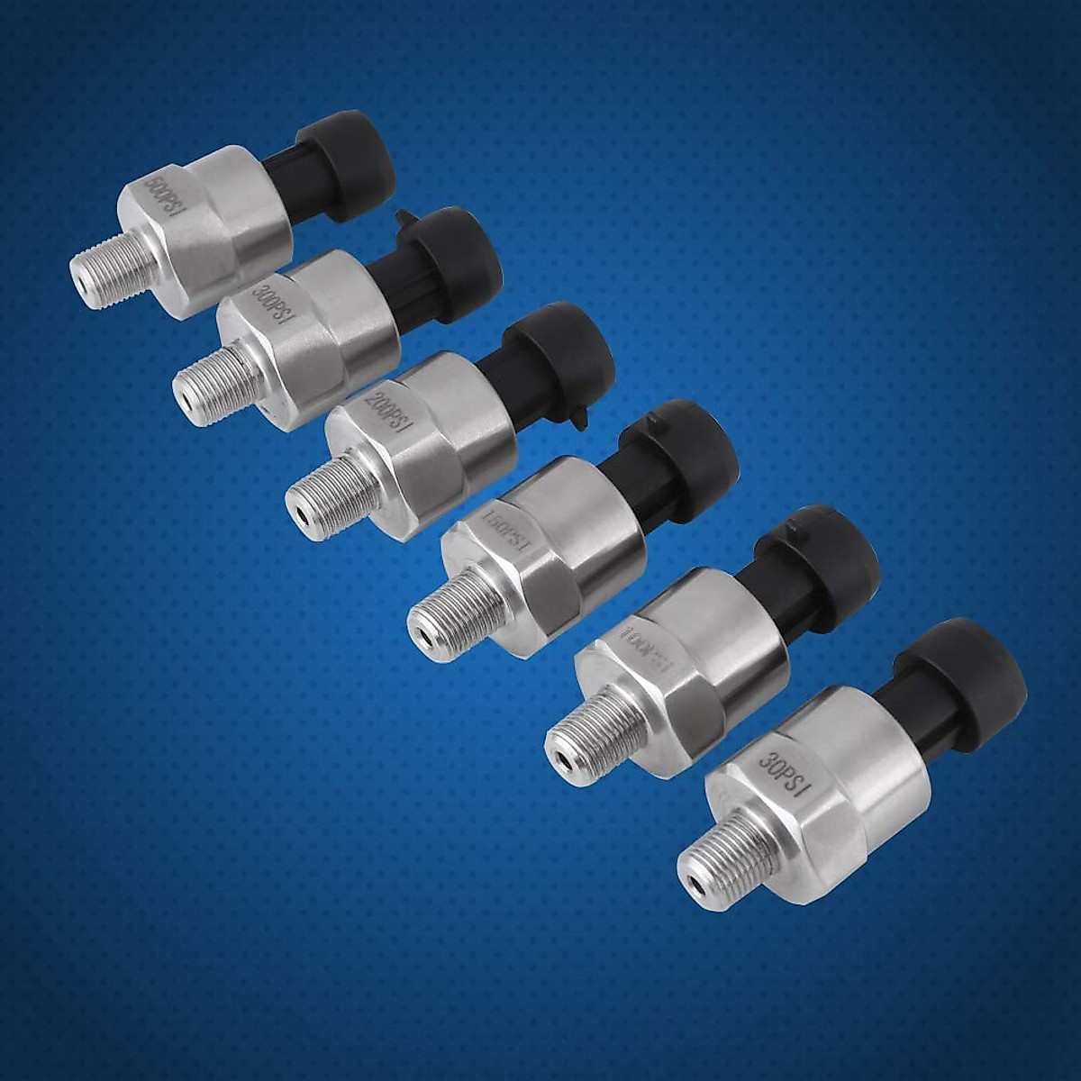 Water Pressure Transducer,1/8NPT Thread Stainless Steel Pressure Transducer Sender Sensor 30/100 /150/200/300/500 psi for Oil, Fuel Air, Water